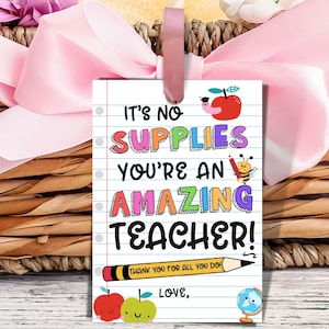 Supply Teacher Appreciation Tag, Teacher Supplies Gift Tag, School ...