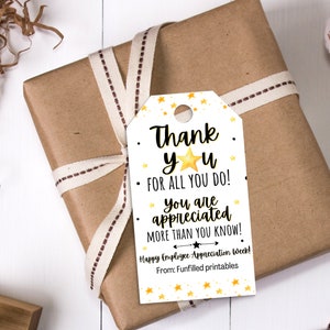 Employee Appreciation Day Gift Tags, Employee Appreciation Tags, Staff ...