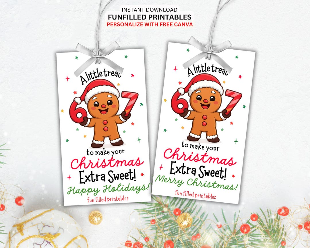 6 7 Christmas Tags, Gingerbread Christmas Treat Tags, 67 Christmas ...