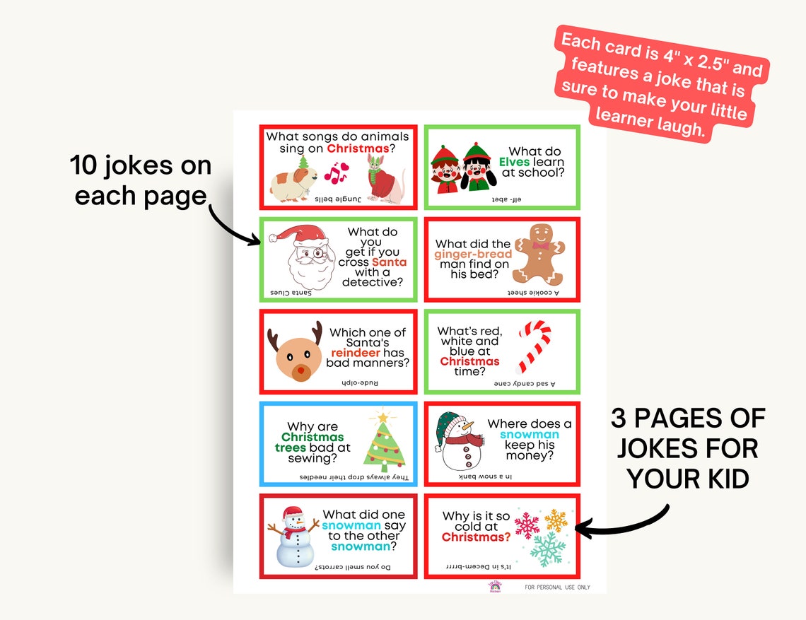 Printable Christmas Lunchbox Jokes, December Christmas Lunch Box Notes ...