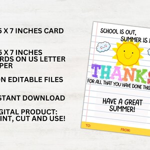 Summer Teacher Gift Card Holder, End of Year Teacher Gift, Teacher ...