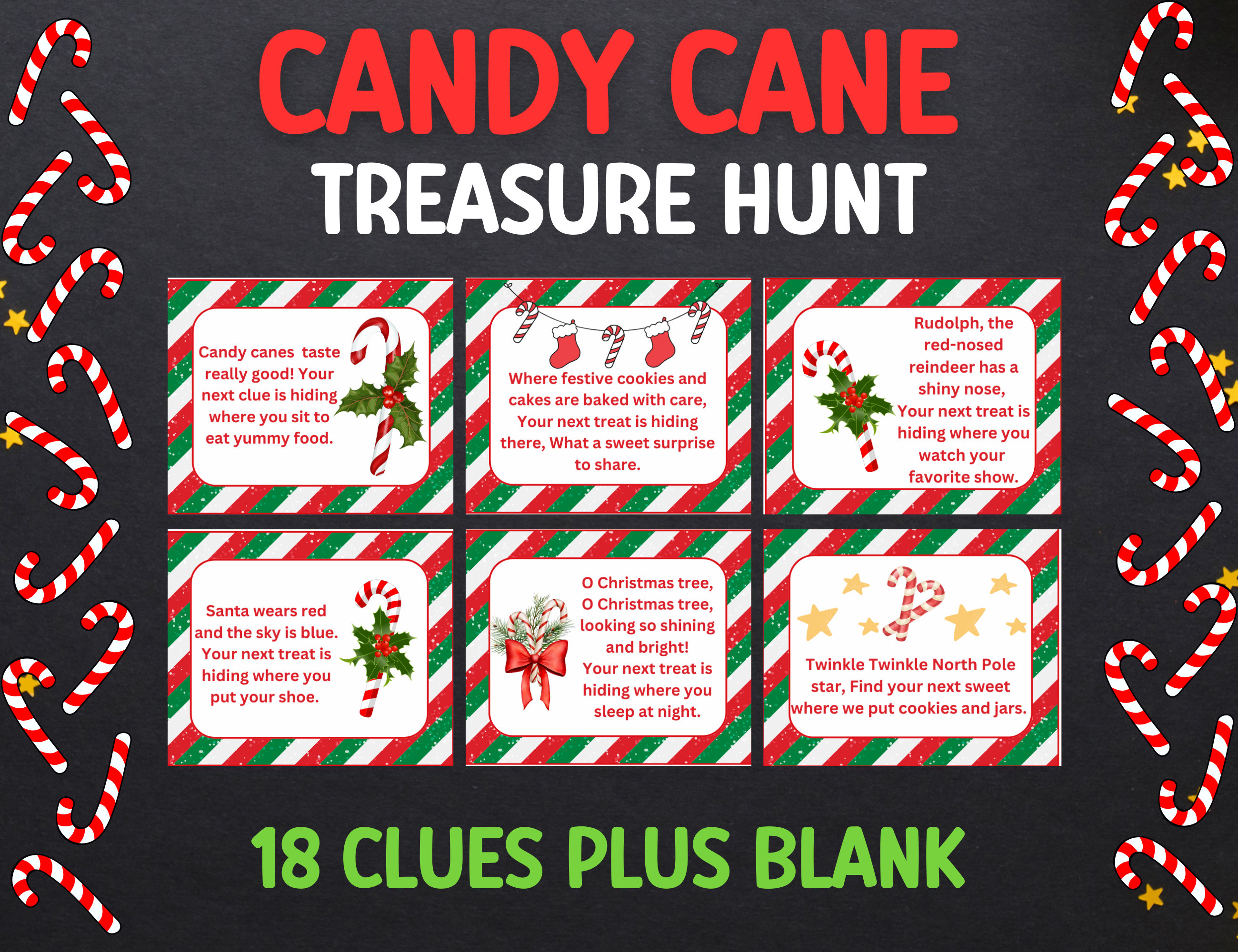 Candy Cane Hunt, Kids Scavenger Hunt, Candy Cane Christmas Treasure ...