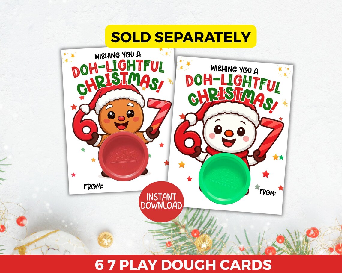 Christmas Play Dough Card Printable, Play Dough Holder, Classroom Favor ...