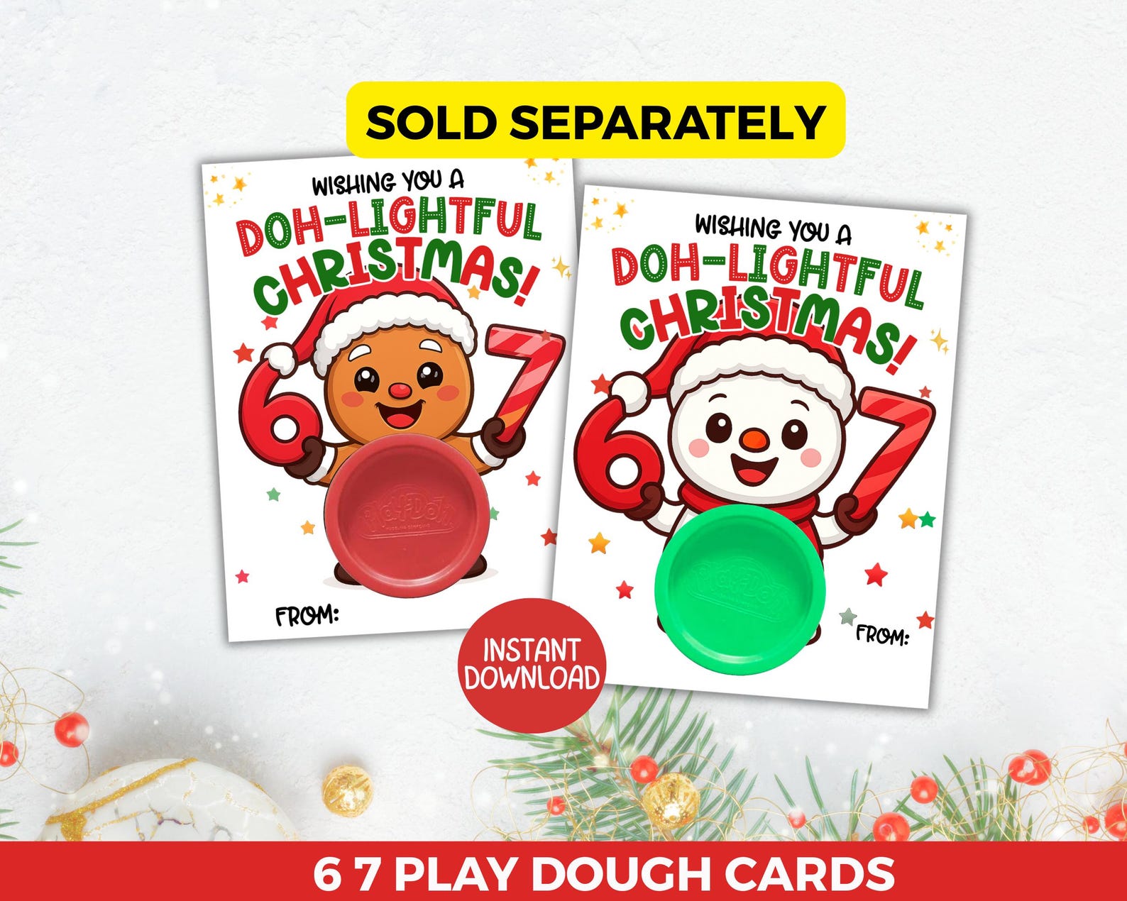 Christmas Play Dough Card Printable, Play Dough Holder, Classroom Favor ...