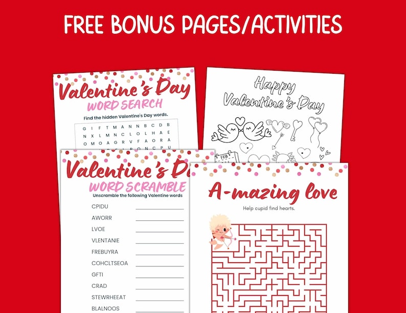 30 Valentines Bingo Cards, Printable Valentines Bingo Game, Valentine ...