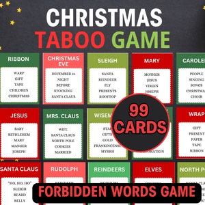 Christmas Taboo Game, Forbidden Words Christmas Game, Taboo Cards ...