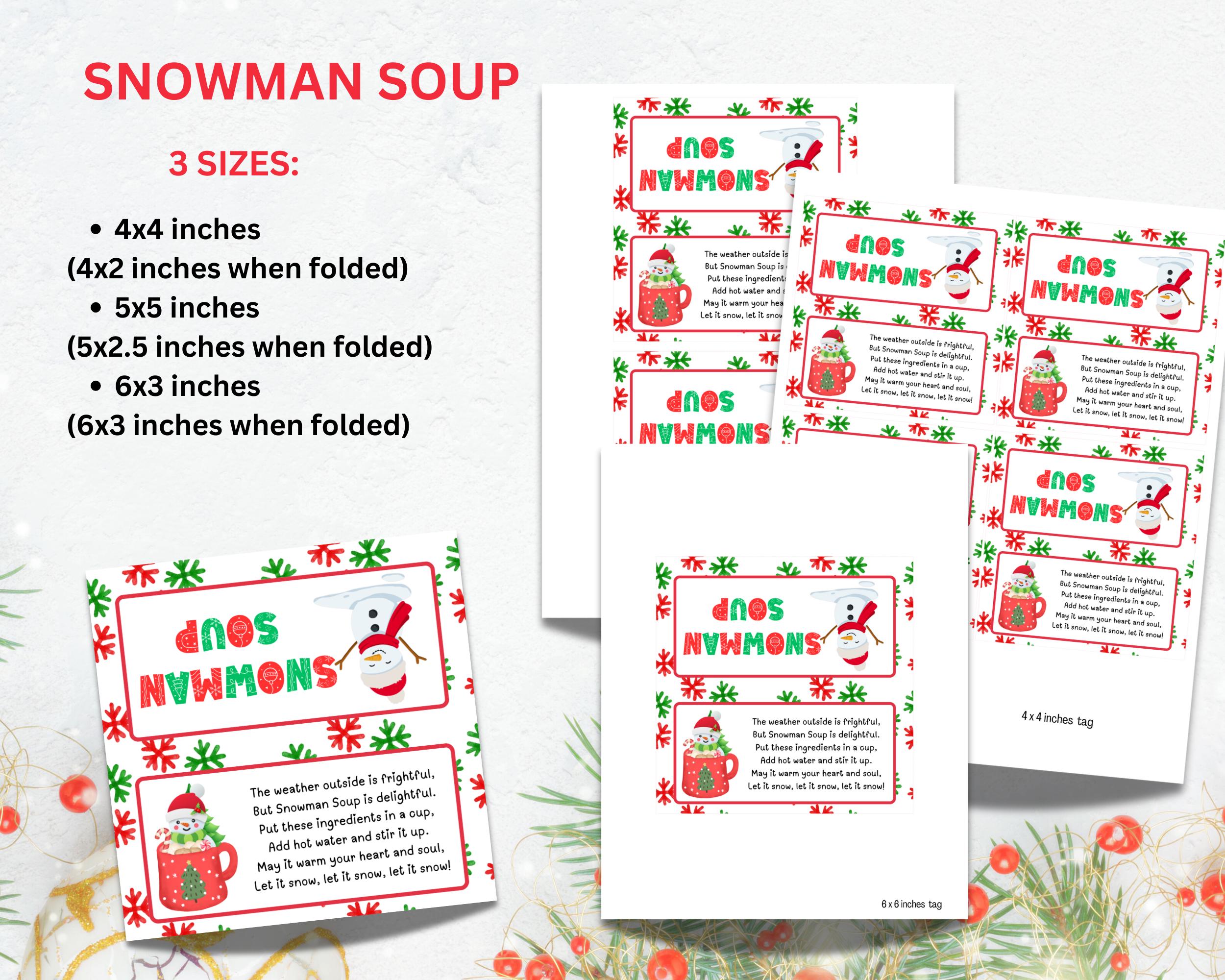 Snowman Soup Bag Topper, Christmas Treat Bag Topper Printable, Kids ...