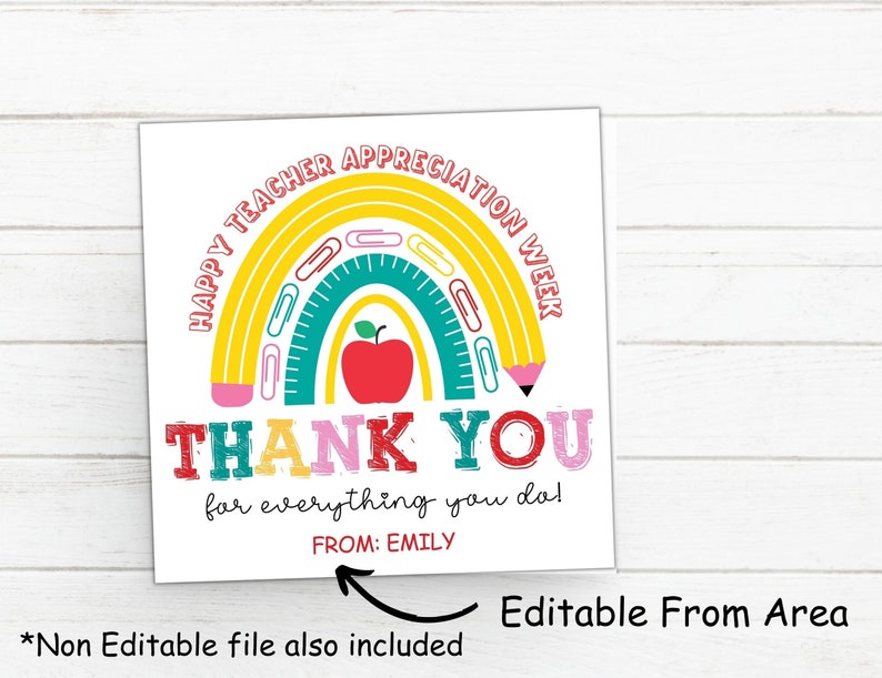 Editable Teacher Appreciation Week Gift Tags, Thank You Teacher Tags ...