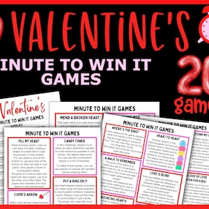 Valentine's Day Minute to Win It Games, Valentines Day Games, Printable ...