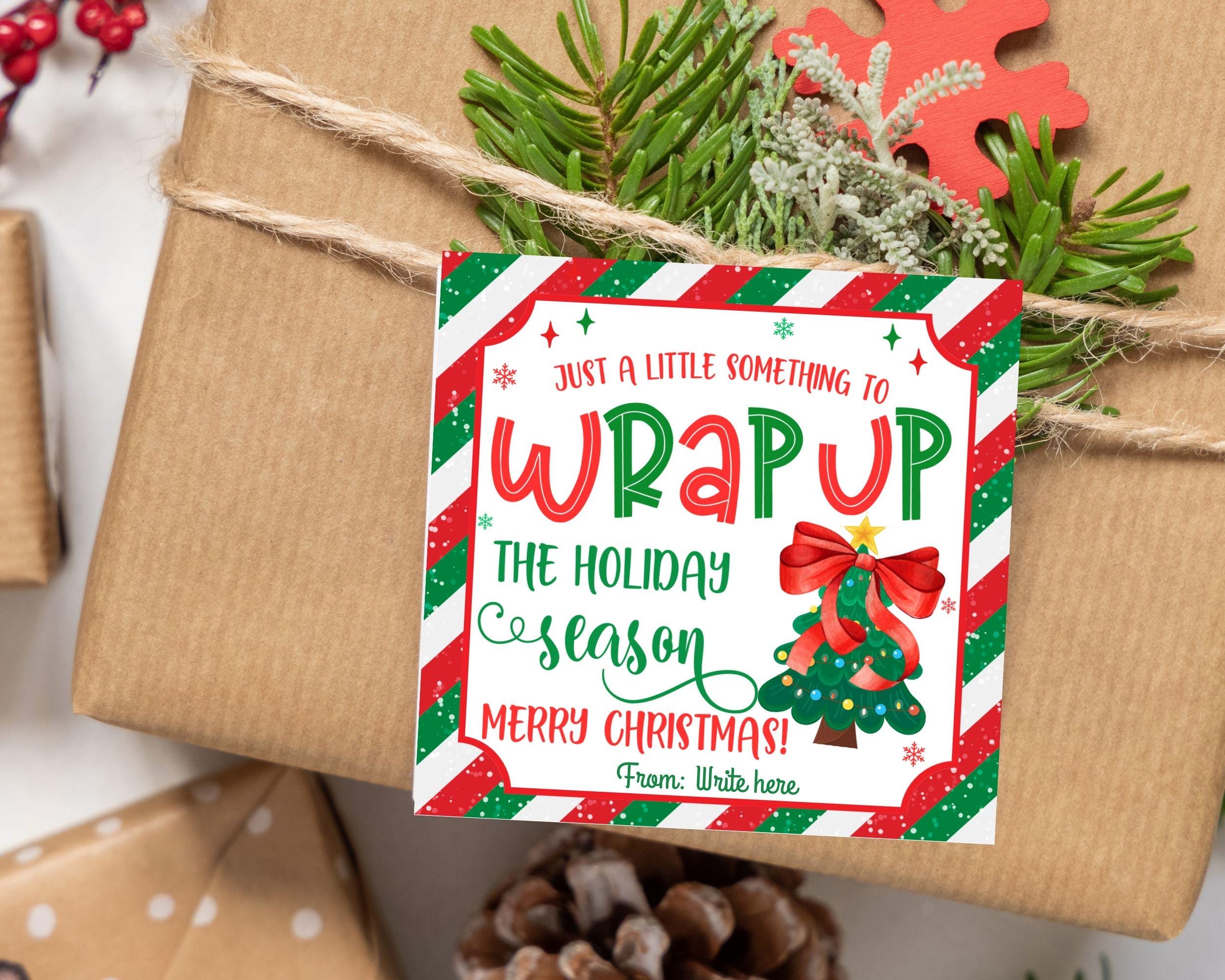 Wrapping Paper Gift Tag, Wrap up Christmas Gift Tag, Neighbor Christmas ...