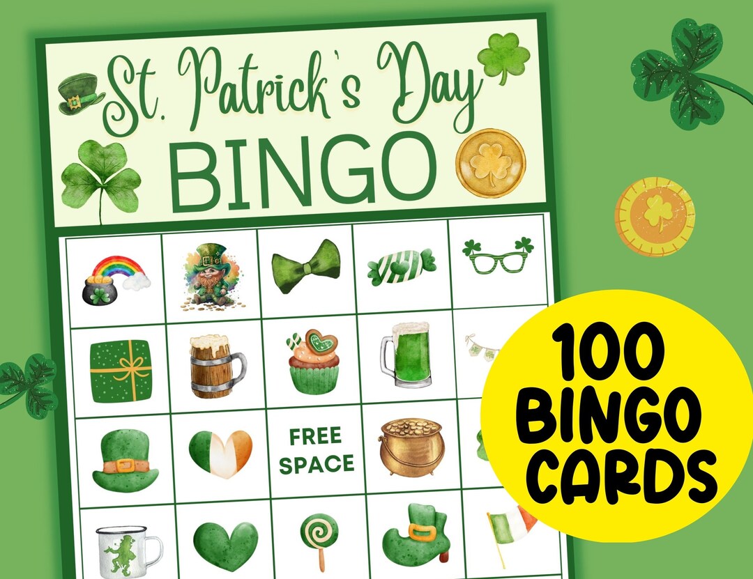 St Patricks Day Bingo Game for Kids, Printable St Patricks Day Game ...