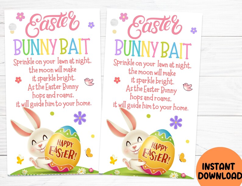 Easter Bunny Bait Tag Printable Bunny Bait Food Card Bunny - Etsy