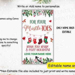 For Your Mistletoes Christmas Gift Tag, Printable Christmas Sock Gift ...