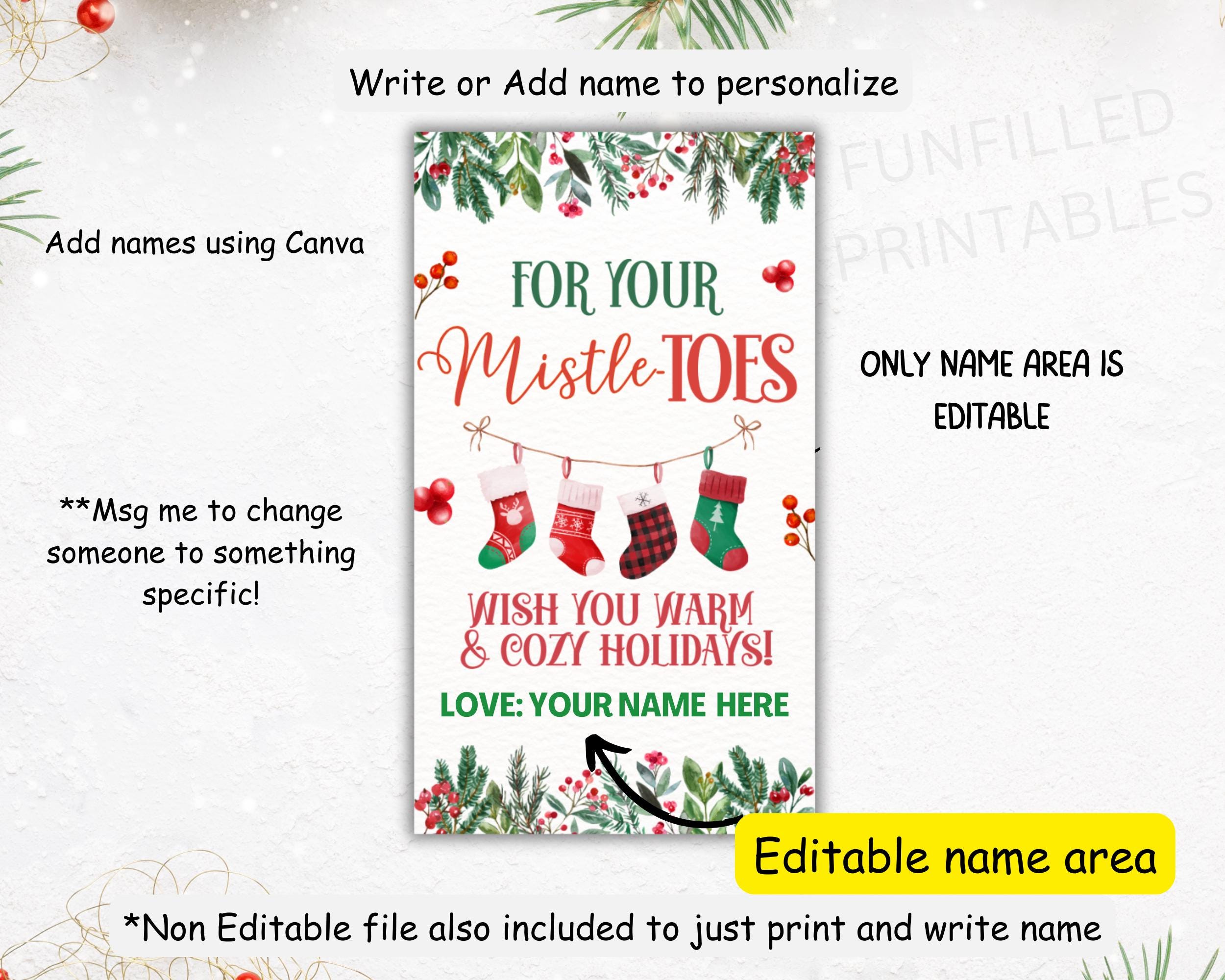 For Your Mistletoes Christmas Gift Tag, Printable Christmas Sock Gift ...