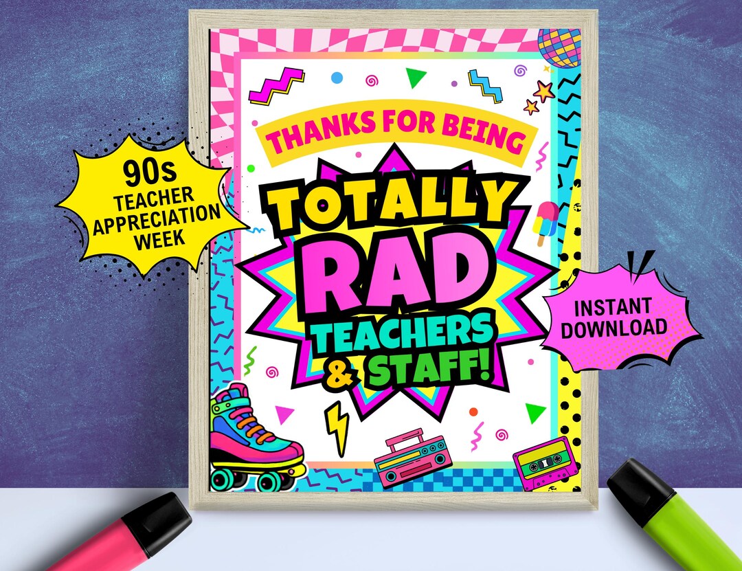 Teacher Appreciation Sign, Retro 80s 90s Teacher Appreciation Week ...
