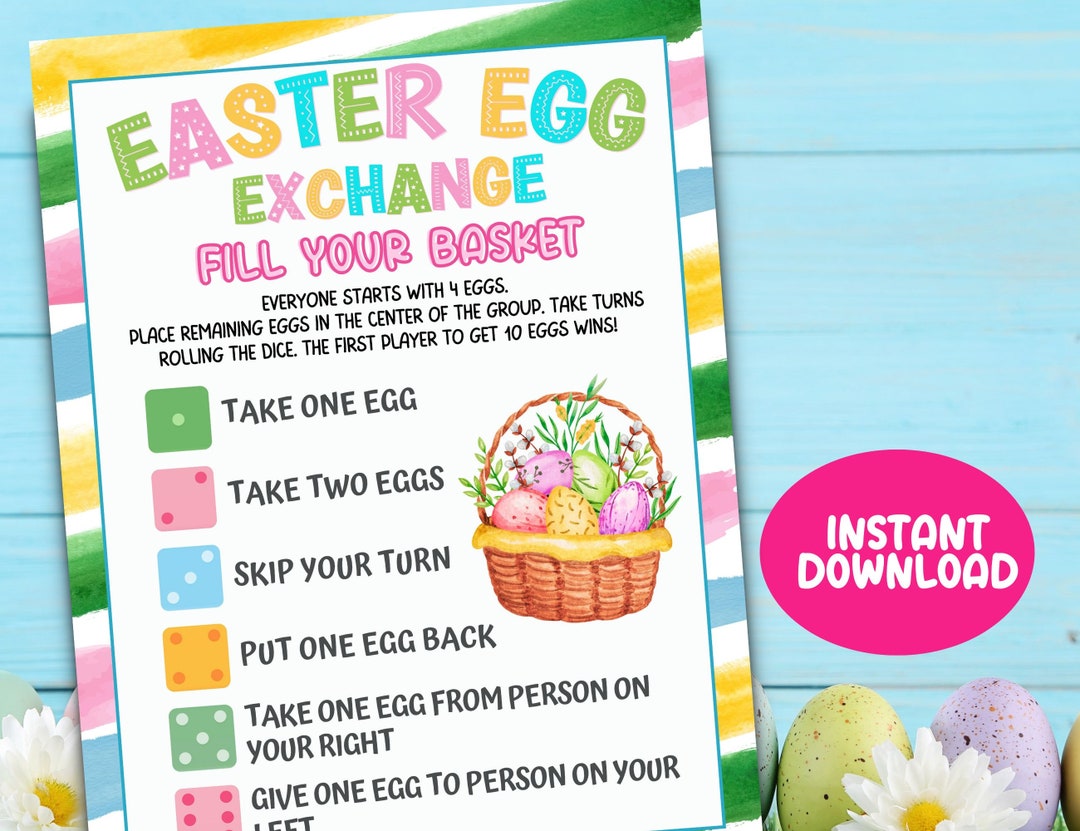 Easter Egg Exchange Dice Game, Printable Easter Games, Easter Dice Game ...
