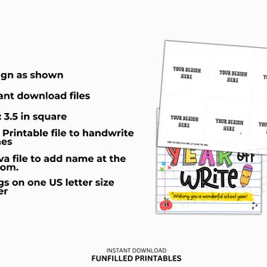 Back to School Start the Year off Write Gift Tag, First Day of School ...