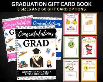 Printable Graduation Gift Card Book, College Gift Card Book, High ...