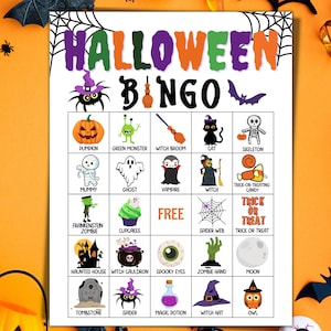 20 Halloween Bingo Cards, Cute Halloween Bingo for Kids Printable ...