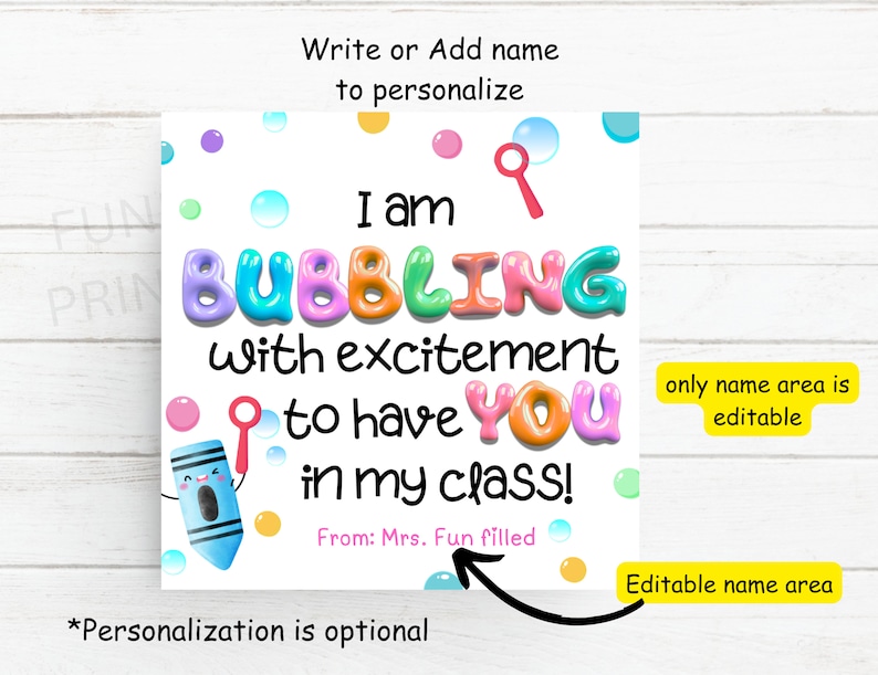 Back to School Student Gift Bubble, Bubbling With Excitement Meet the ...
