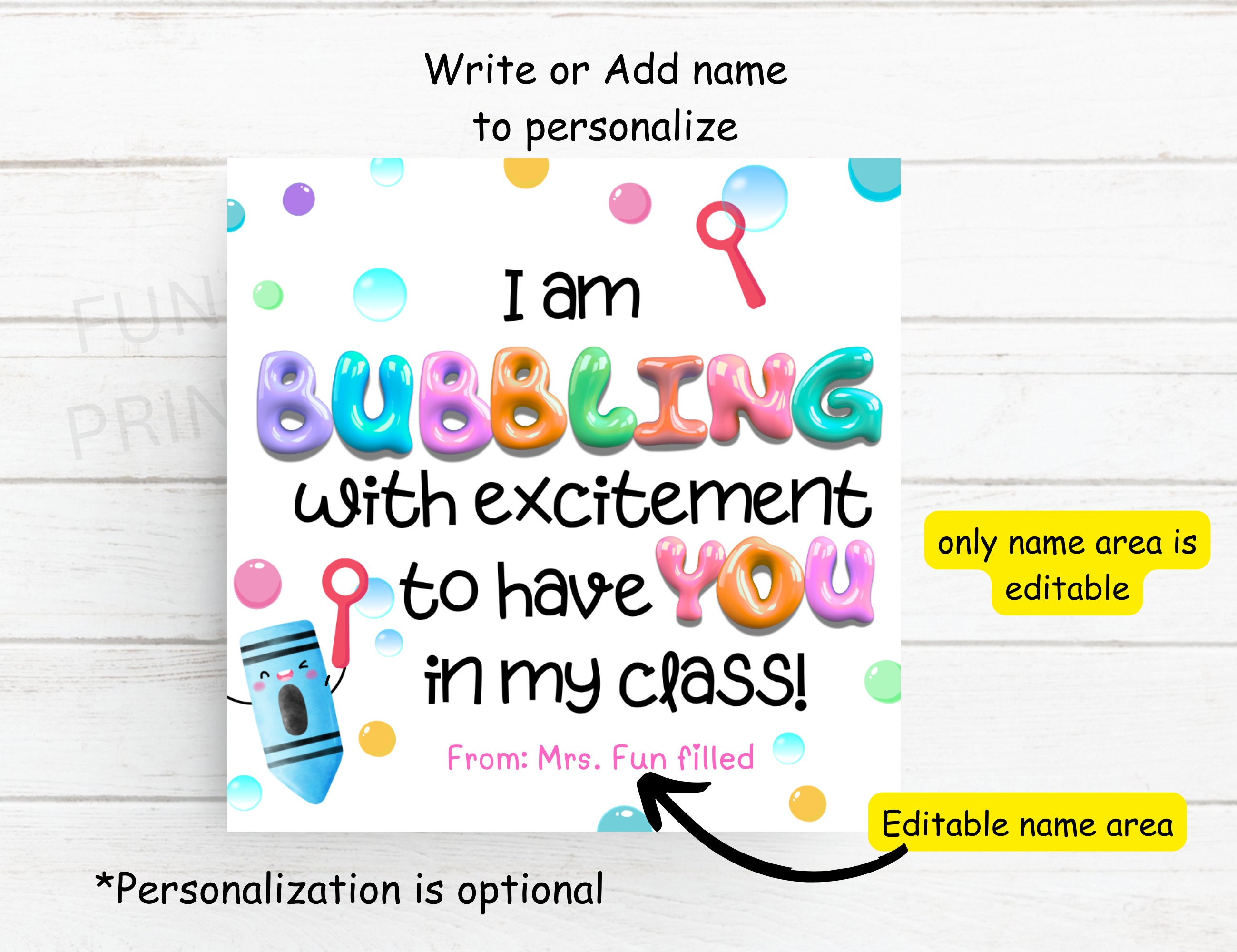 Back to School Student Gift Bubble, Bubbling With Excitement Meet the ...