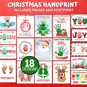 Christmas Handprint Art Bundle, 2O25 Holiday Handprint Keepsake for ...