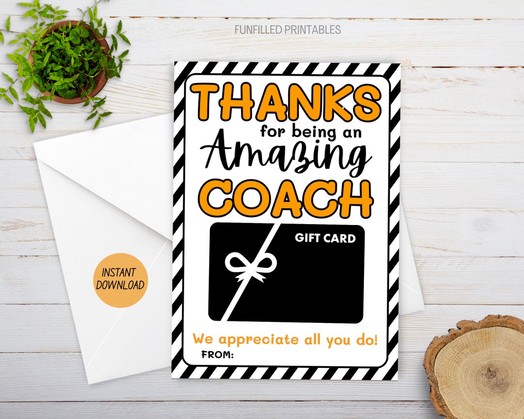 Coach Thank You Gift Card Holder Printable, Amazing Coach Gift Card ...