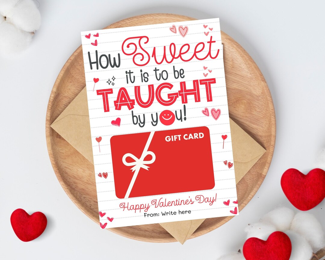 Teacher Valentine Gift Card Holder, Valentines Day Gift for Teacher ...
