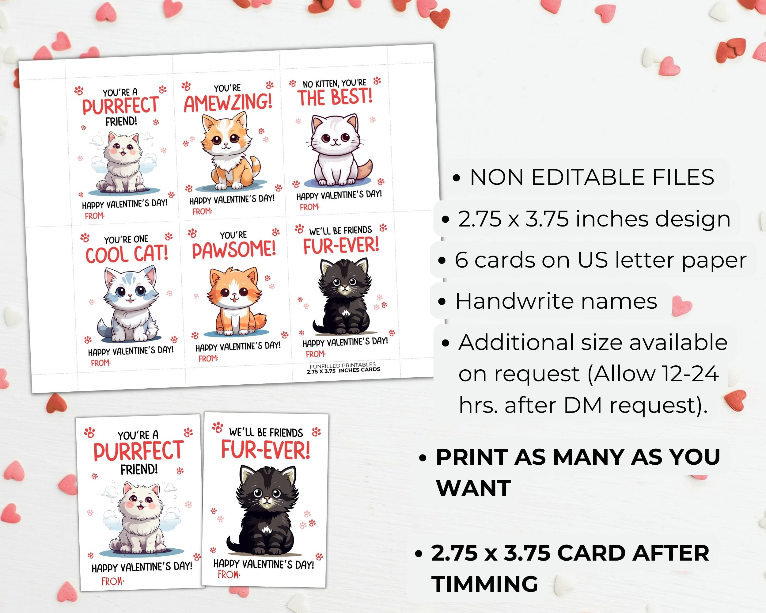 Kitten Valentines Cards, Cute Cat Valentine Day Cards, Kitty Valentines ...