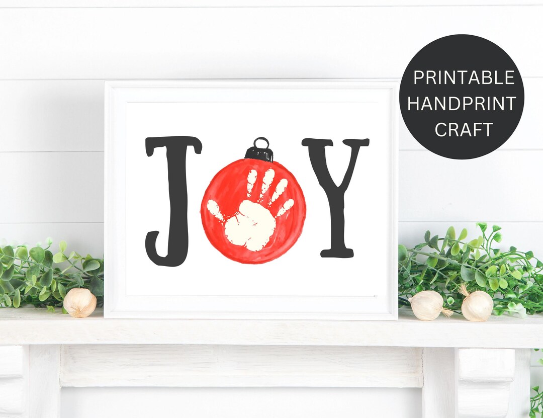 Baby Christmas Ornament Handprint Craft JOY Christmas Sign - Etsy