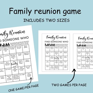 Family Reunion Bingo, Find Someone Who Family Reunion Game, Get to Know ...