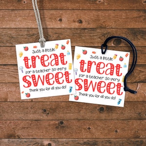 Sweet Treat Teacher Appreciation Tag, Teacher Sweet Treats Tag, Thank ...