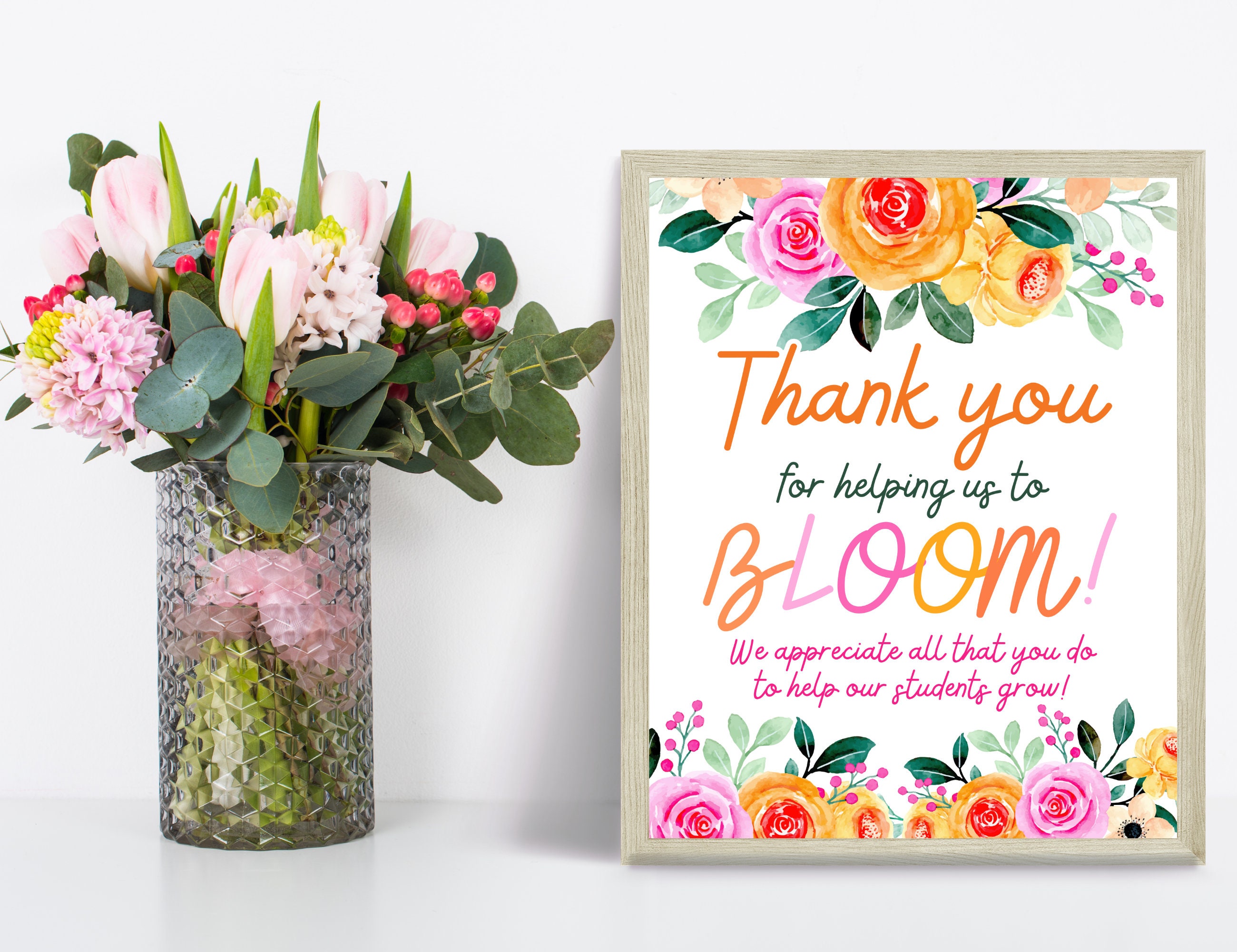 Thank You for Helping Us Bloom Printable Sign, Spring Teacher ...