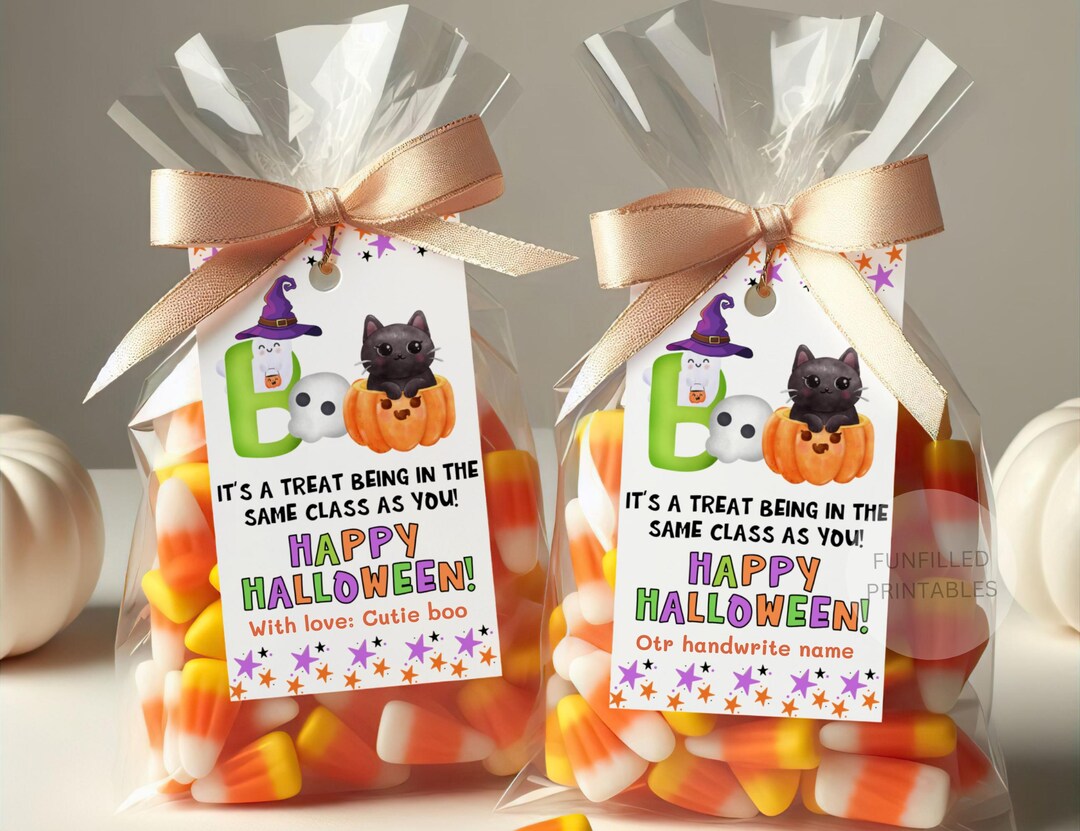 Halloween Class Gift Tag, Halloween Classroom Treats Tag for Kids, Same ...