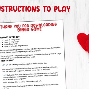 Valentines Day Bingo Conversation Hearts Game, 100 Printable Valentines ...
