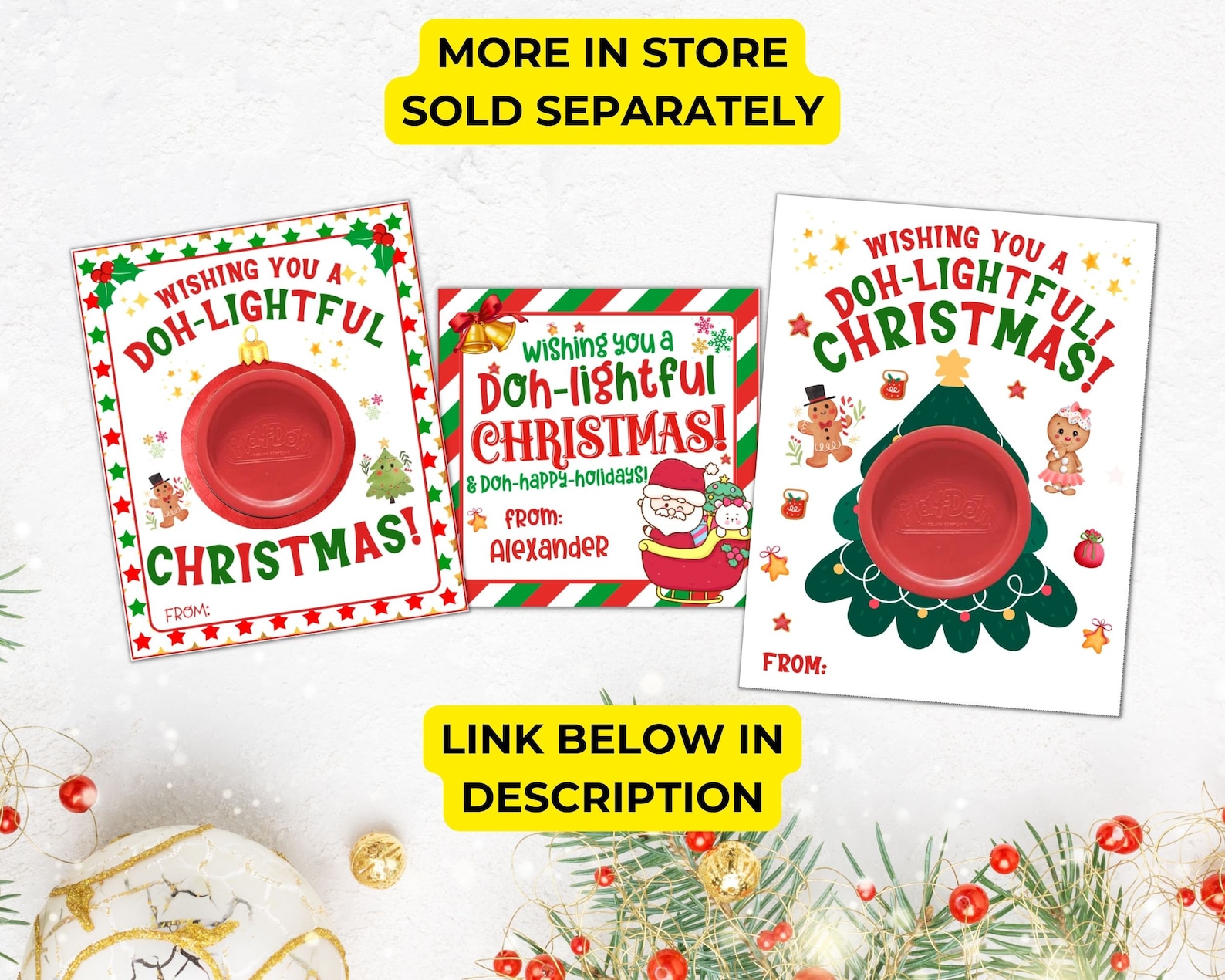 Christmas Play Dough Gift Tag, Kids Christmas Play Doh Gift, Non Candy ...