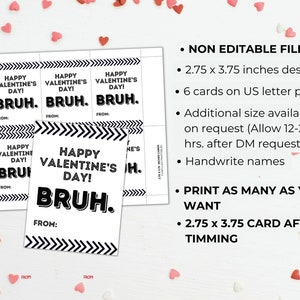 Bruh Valentines Cards Printable, Preteen Tween Teen Boy Valentines ...
