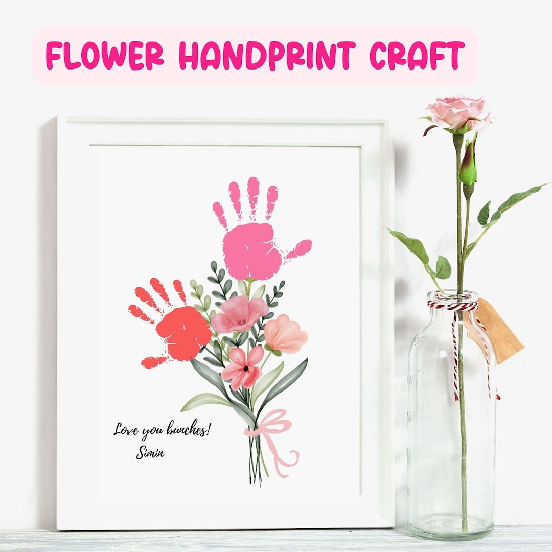 Flower Handprint Craft, Printable Handprint Art, Christmas/ Mother's ...