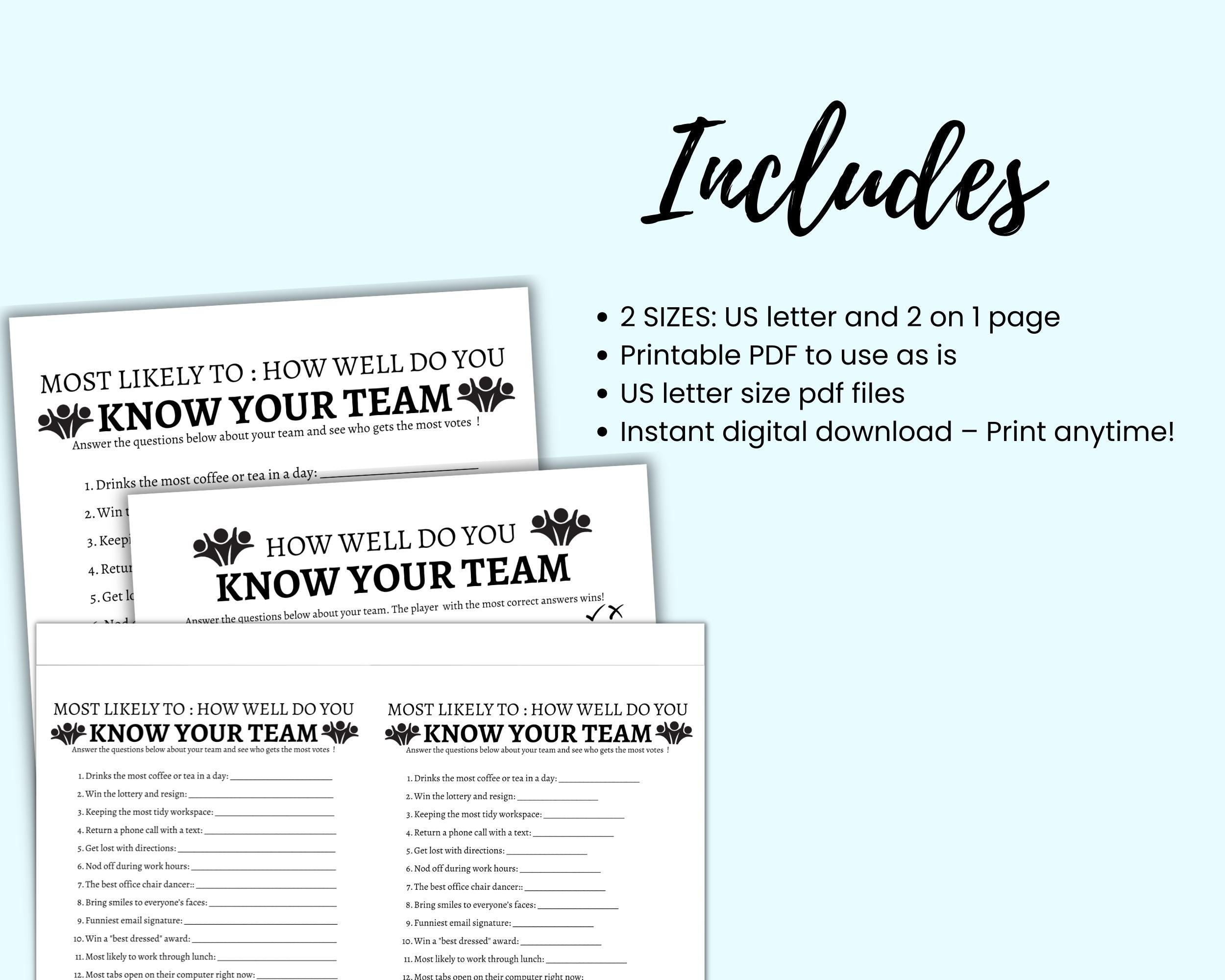 Team Building Games, How Well Do You Know Your Team Party Game, Fun ...