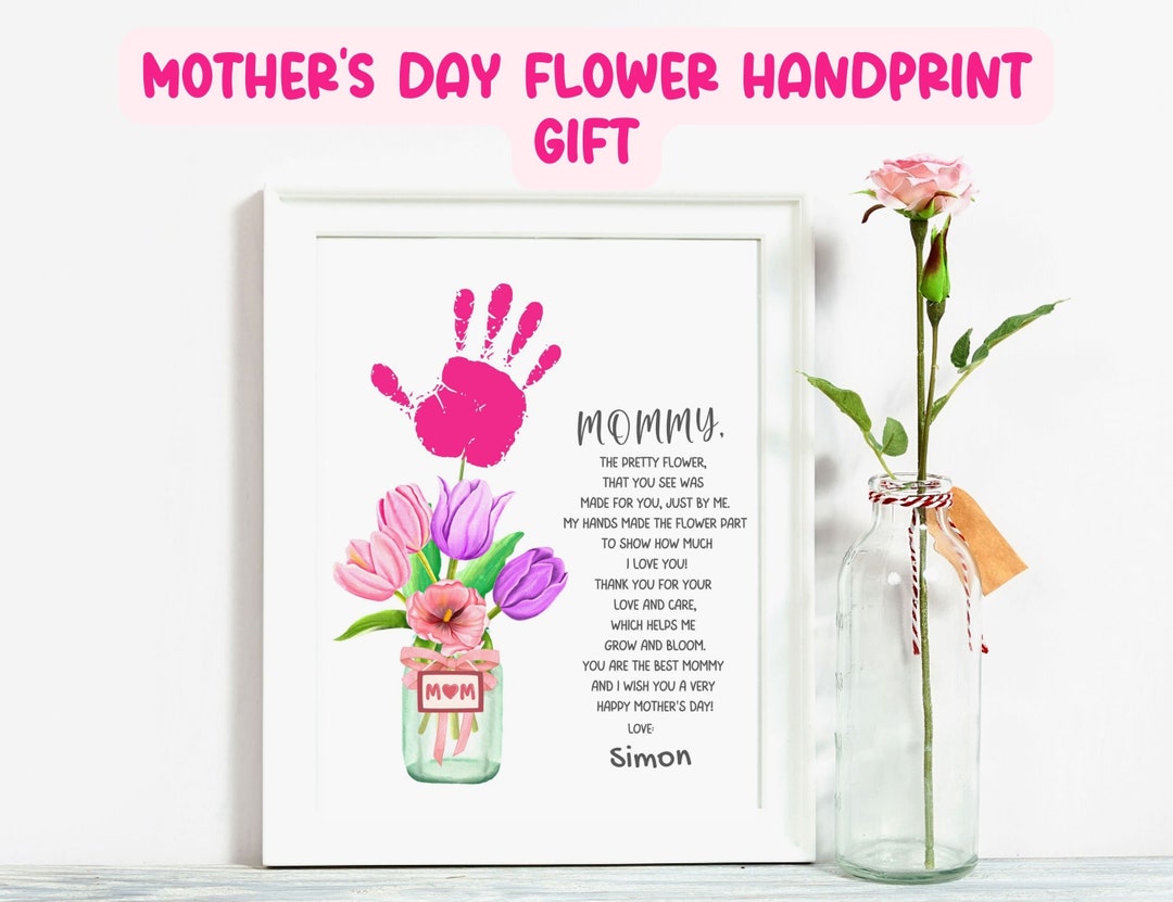 Printable Mother's Day Flower Handprint Craft Poem Handprint Art Gift ...