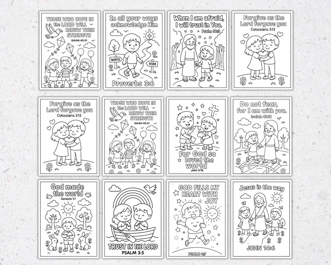 Bible Versus Coloring Pages for Kids, Christian Coloring Sheets ...