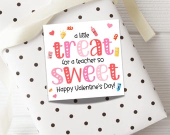 Teacher Valentine's Gift Tags, Valentines Teacher Tag, Printable ...