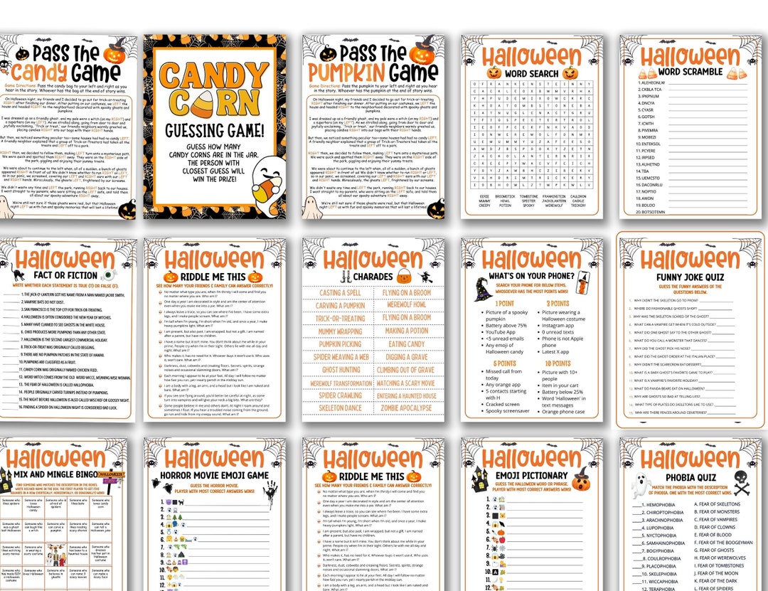 Printable Halloween Games Adults Kids, Halloween Party Games 2024, Teen ...
