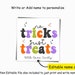 No Tricks Just Treat Tags, Halloween Favors Tags, Cookie Tags, Editable ...