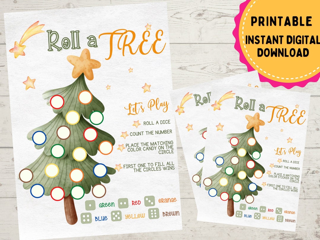 Roll A Christmas Tree Dice Game, Printable Christmas Games for Kids ...