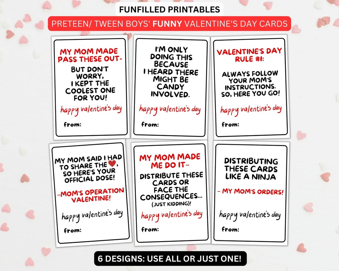 Funny Kids Valentine Card Printable, Tween Valentines Day Cards ...