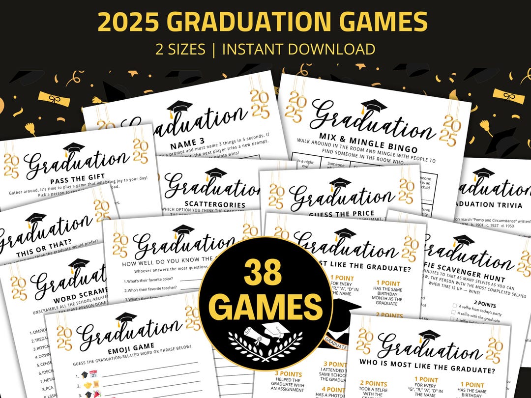 Graduation Games, Graduation Party Games Printable Class of 2025 ...