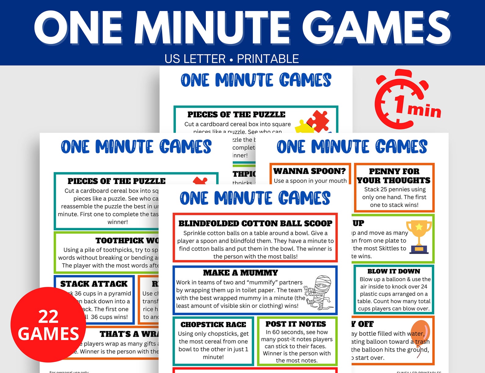 Minute to Win It Party Games, One Minute Games, 60 Second Game, Minute ...