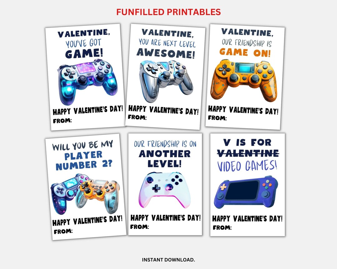 Gamer Valentines Cards, Video Game Valentines Cards for Kids Classroom ...