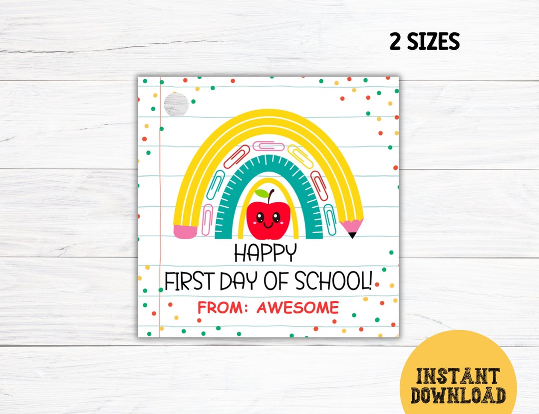 First Day of School Cookie Tag, Back to School Treat Tag, First Day ...